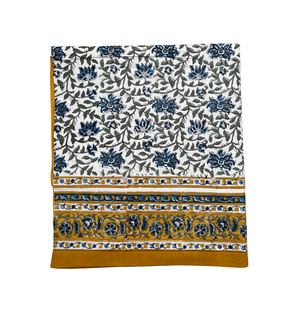 Tischdecke Floral Gelb-Blau – tabledesires